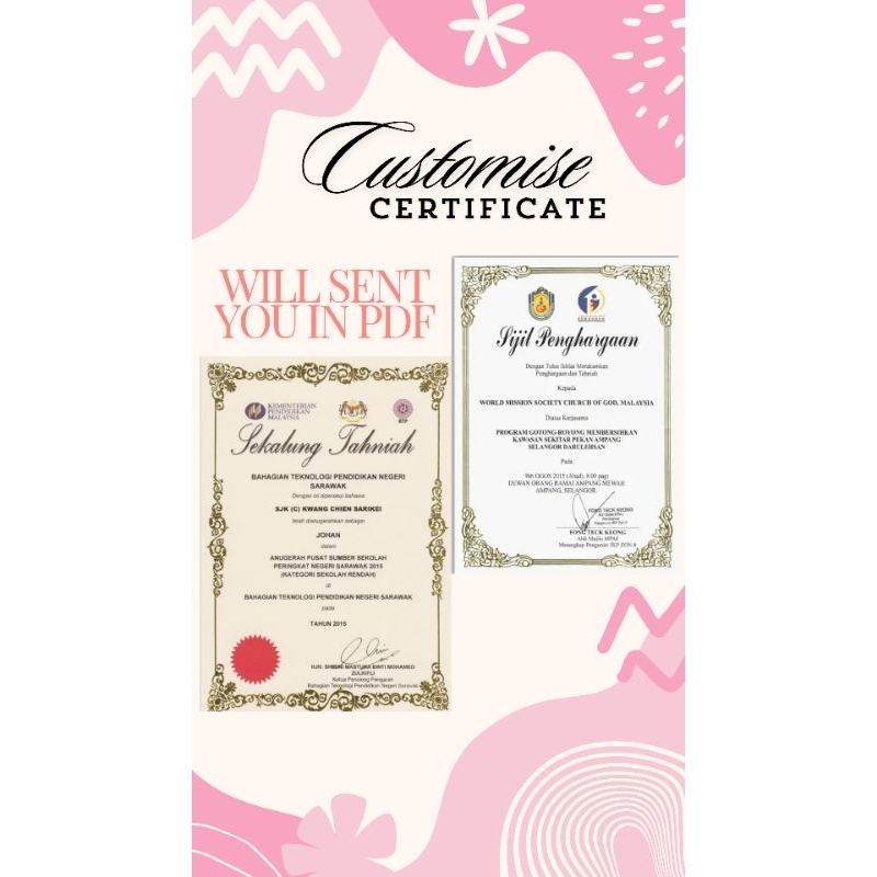 Service Buat Customise Certificate/ Sijil Edit PDF/ Sijil with logo or ...