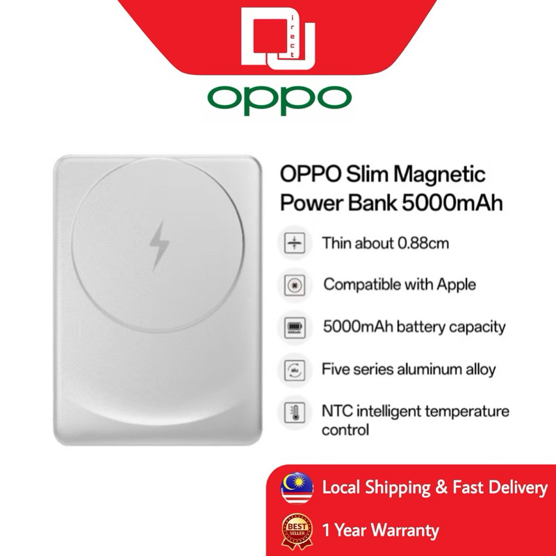 OPPO Slim Magnetic Power Bank 5000mAH Wireless Power Bank Premium Power ...