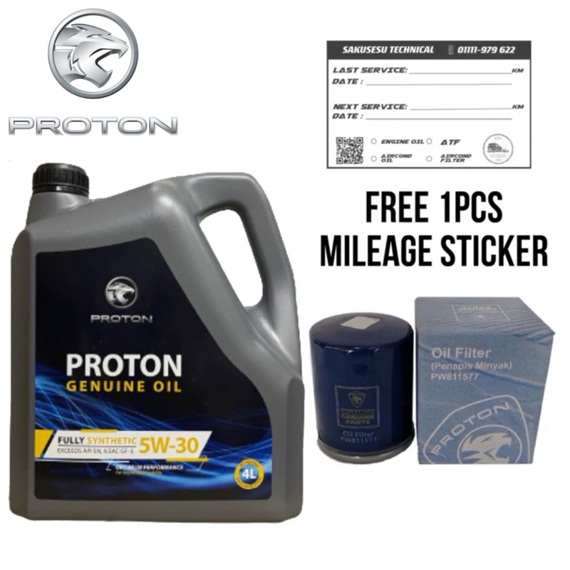 Proton SN 5W30 Fully Synthetic Engine Oil 4L & Oil Filter For Saga ...