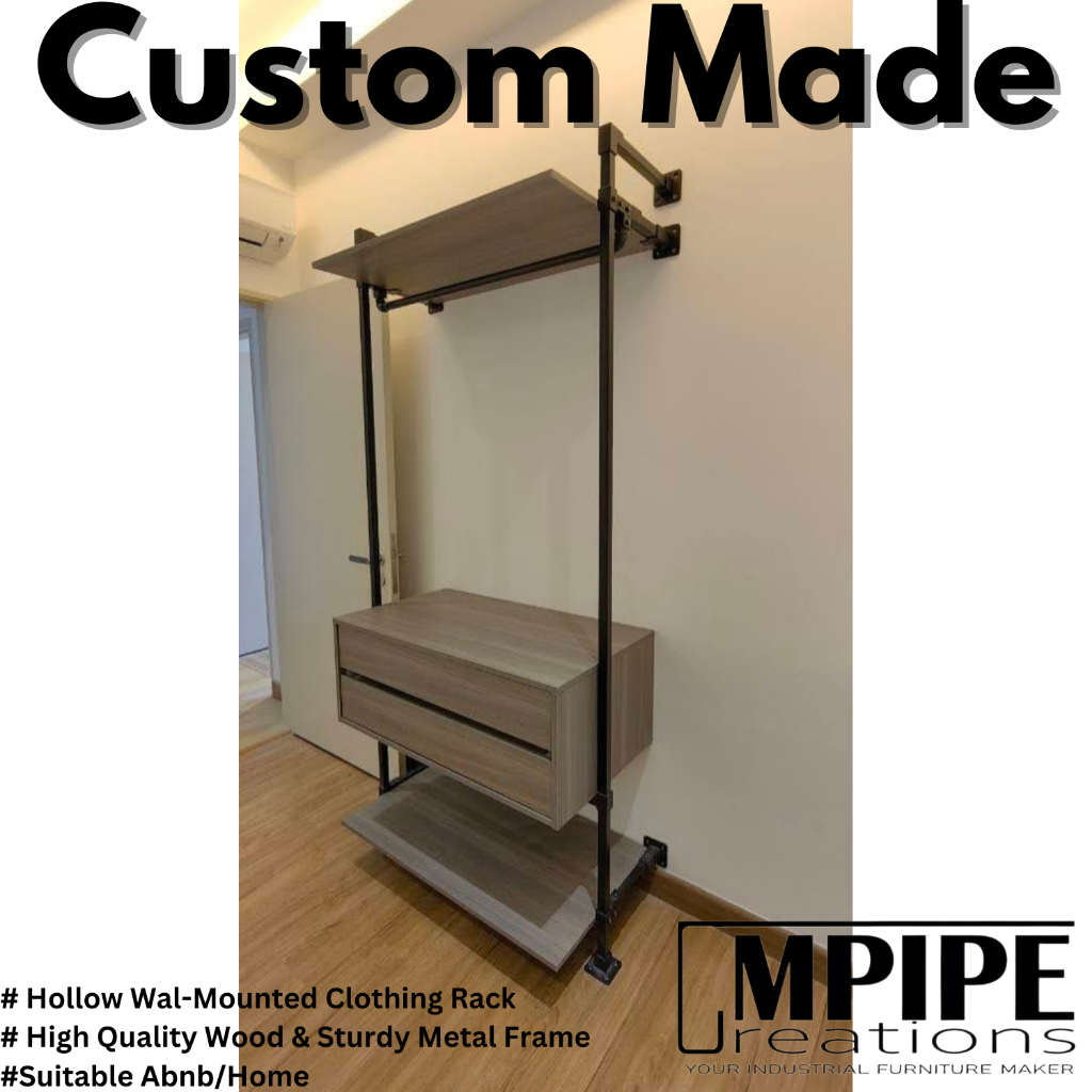 Custom Made Wall-Mounted Open Wardrobe Drawer Cabinet Wood Metal Almari ...