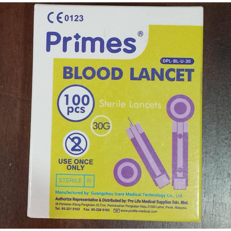 Primes Blood Round Lancets 30g Prime Care purple lancet glucose Darah ...