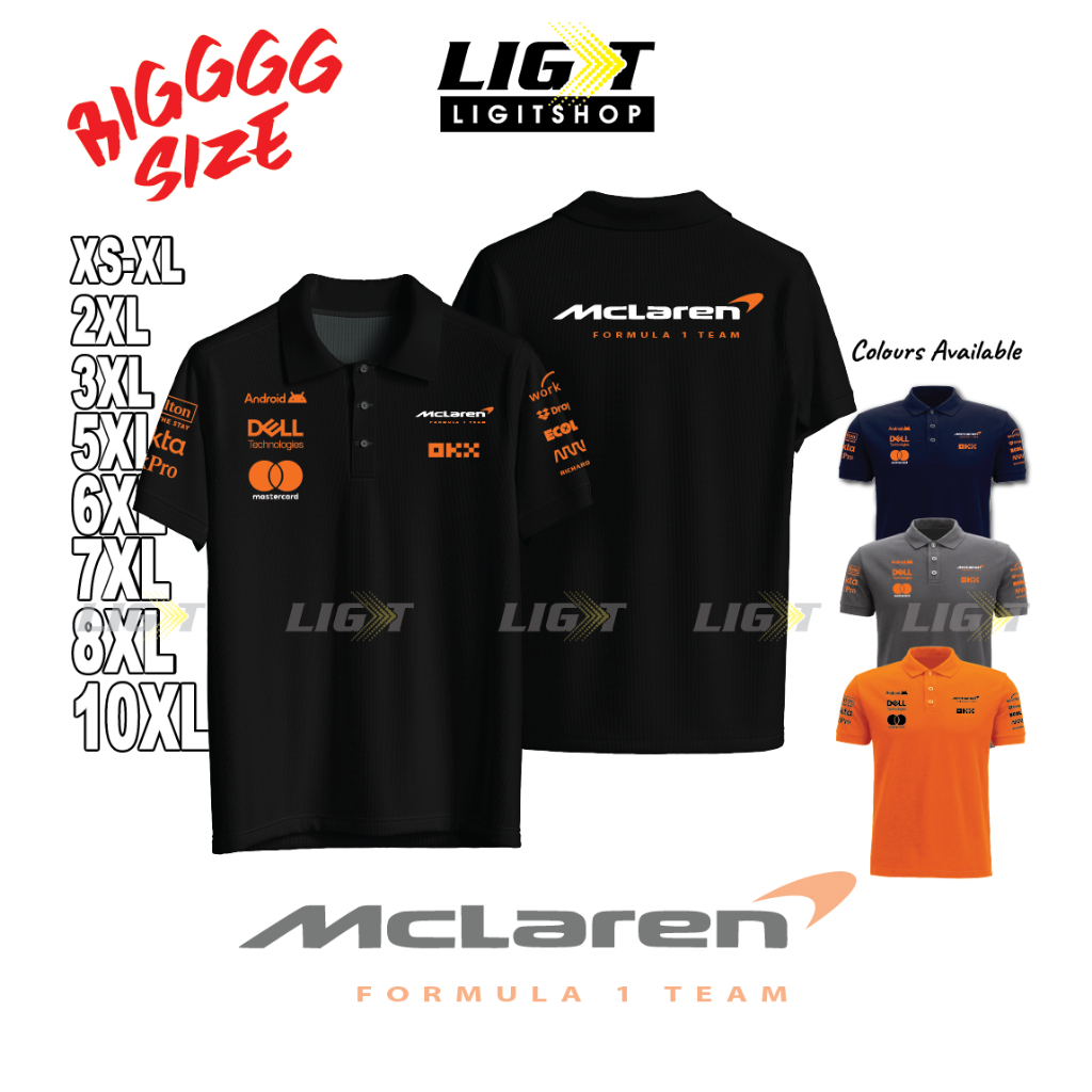 Polo MCLaren-AMG F1 Team Motorsport Racing Collar Baju Besar Oversized ...