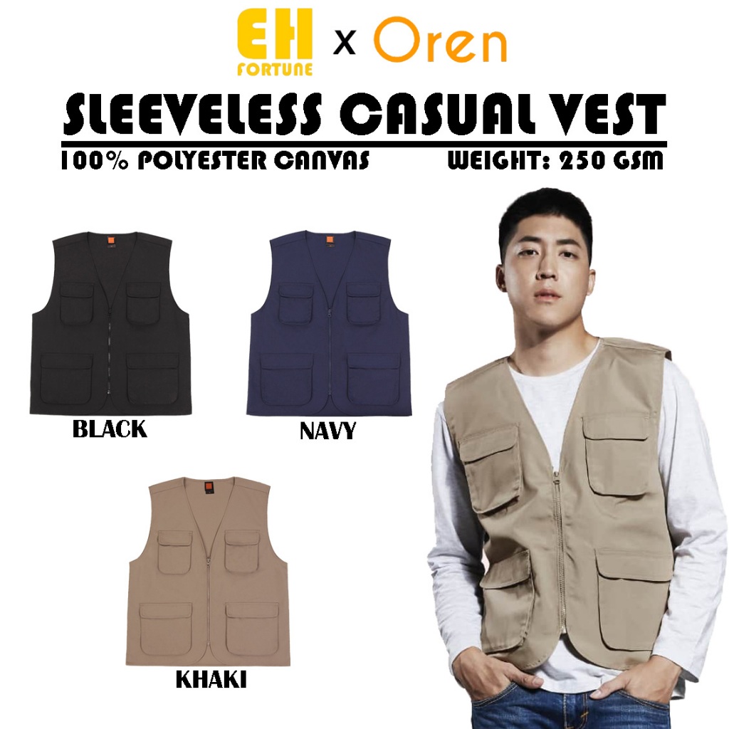 VT03 Sleeveless Casual Fishing Vest / rompi pancing - Black / Navy ...