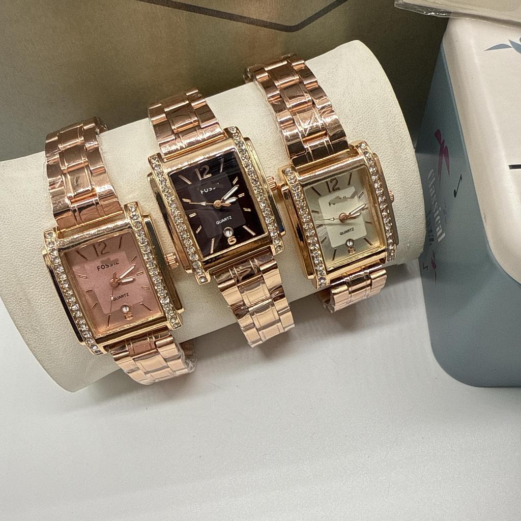 Fossil small size women diamond stainless steel watch with date ...