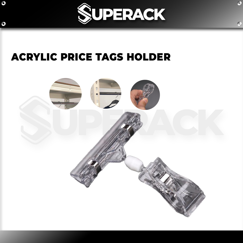 SUPERACK Clear Rotatable Pop Sign Card Display Acrylic Clip Price Tags ...