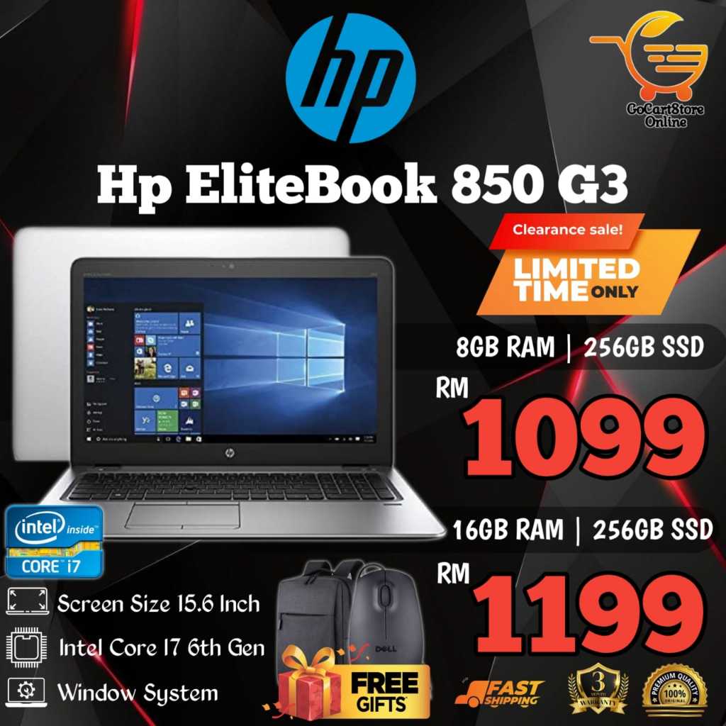 Hp Elitebook 850 G3 Intel I7 (6th Gen) / 8GB RAM / 256GB SSD | Shopee Malaysia