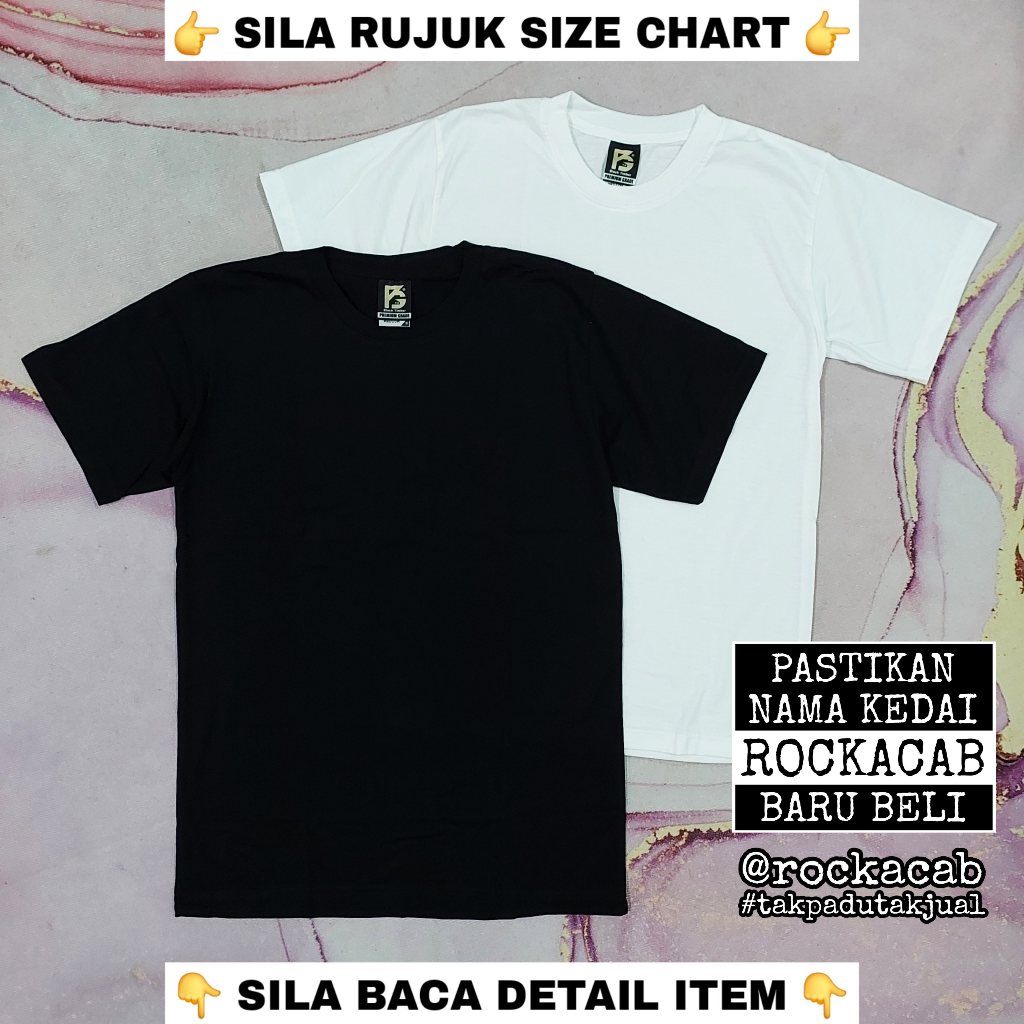(Pit 17-25) Premium Black White Tshirt Baju Hitam Putih BLACK TIMBER ...