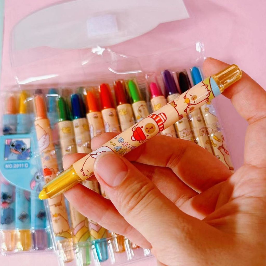 12 Colors Crayon Capybara Stitch Labubu Dinosaur Coloring Pencil For ...