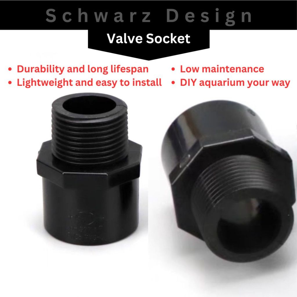Black Sanking PVC Valve Socket Fitting Connector Joint Aquarium for ...