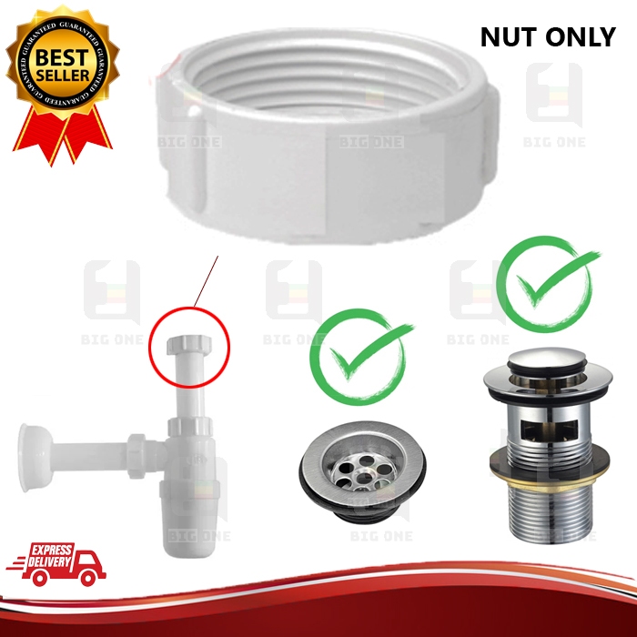 (NUT ONLY) 1-1/4" 32MM PVC BOTTLE TRAP SCREW NUT CAP FOR BASIN WASTE ...