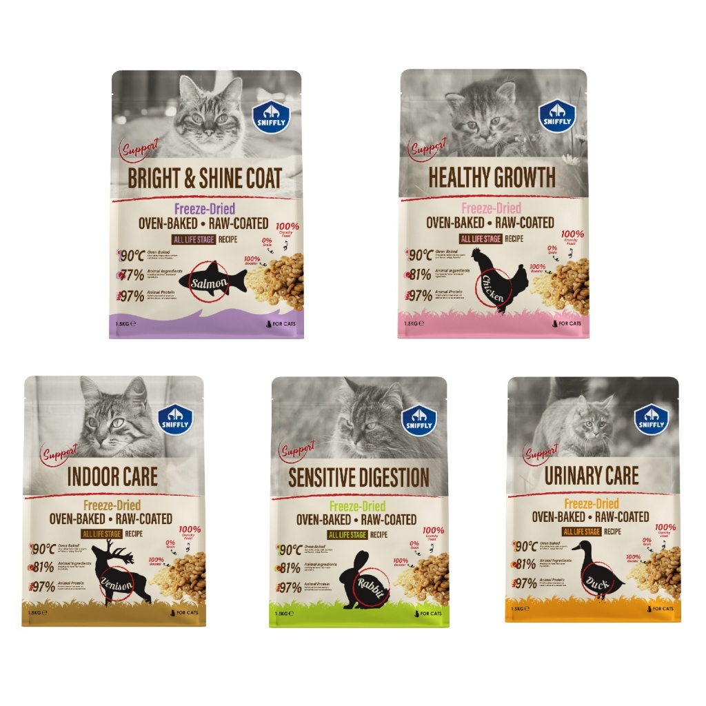 SNIFFLY Oven Baked Raw Coated Cat Dry Food with Freeze Dried Booster ...