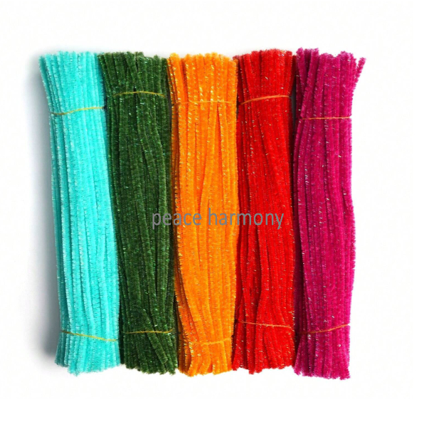 100 PCS Colorful Sparkle Pipe Cleaners / Glitter Chenille Stems Craft ...