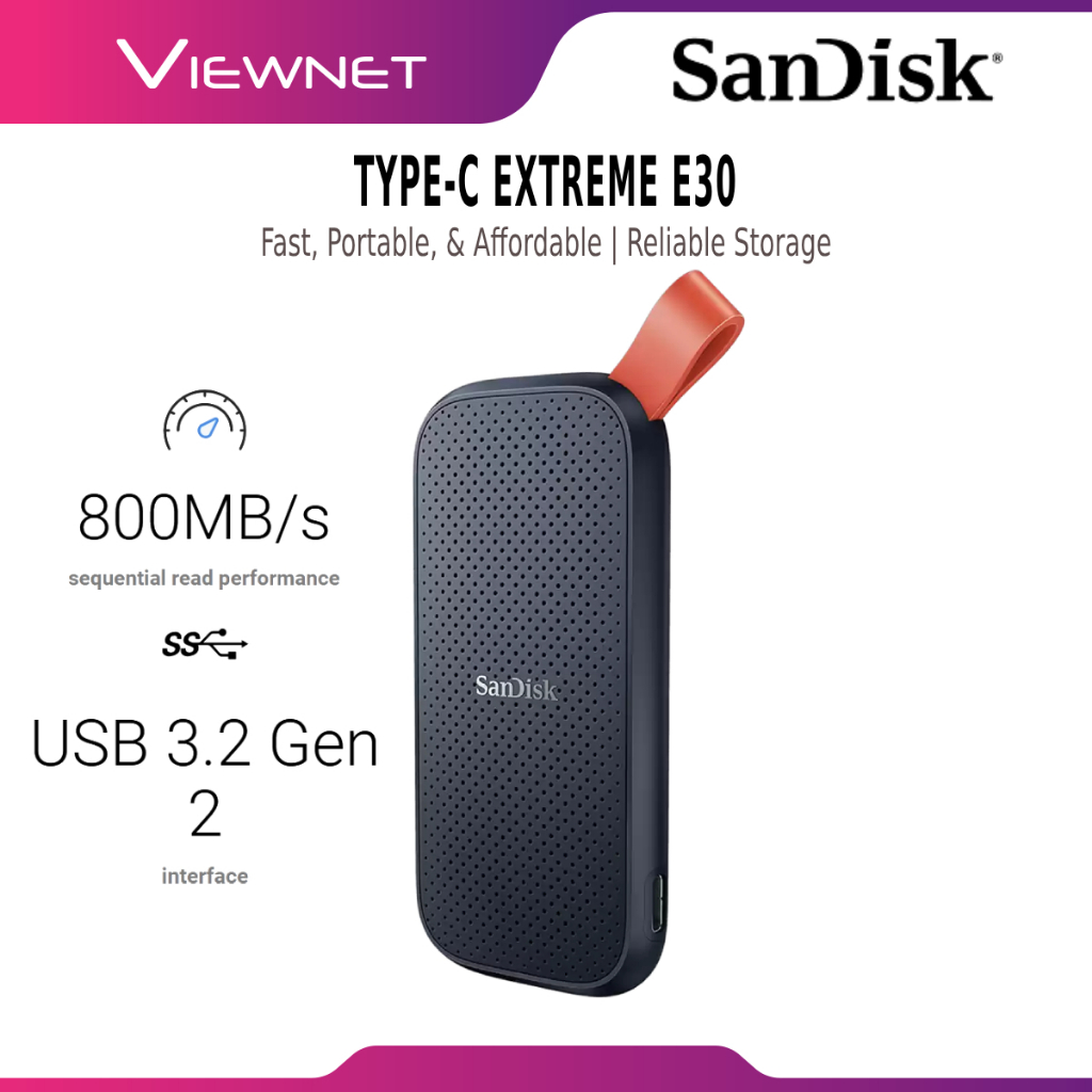 SANDISK PORTABLE SSD E30 USB 3.2 GEN2 1TB / 2TB 800MB/S SHOCK | VIBRATION RESISTANT - EXTERNAL ...
