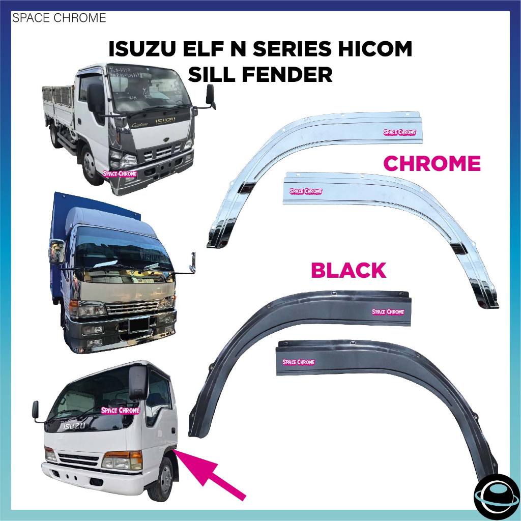 ISUZU ELF N-SERIES HICOM SILL FENDER CHROME BLACK ISUZU ELF ACCESSORIES ...