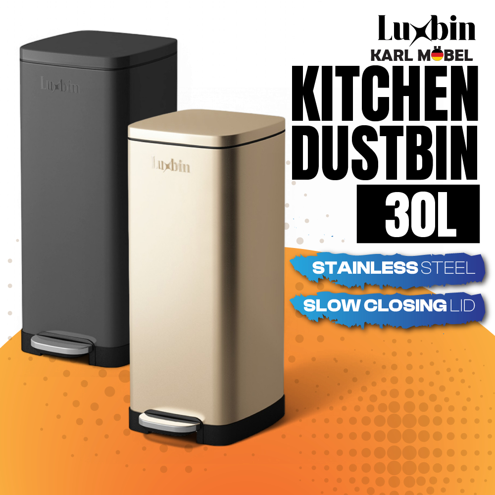 Luxbin™ Kitchen Dustbin 30L Tong Sampah Dapur Besar Big Rectangle ...