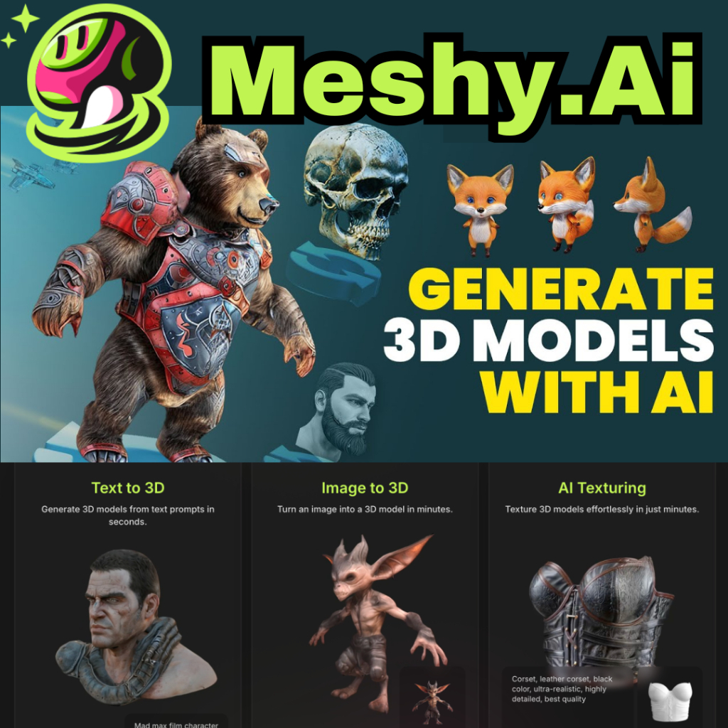 Meshy AI Text-to-3D Generation Image-to-3D Conversion | Shopee Malaysia