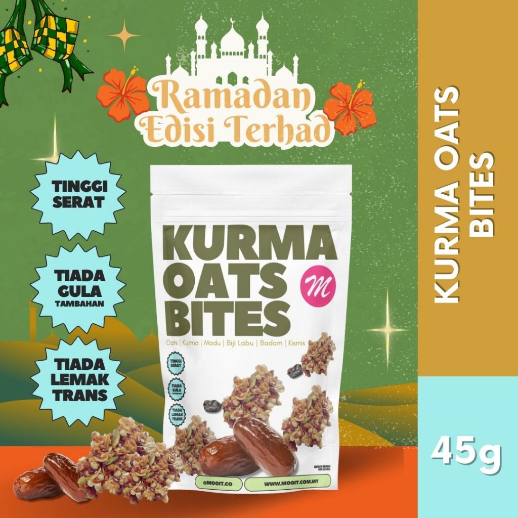 MOOIT Kurma Oats Bites 45g (Beli 2 Raya Gift Set, FREE 1 Gift) | Shopee ...