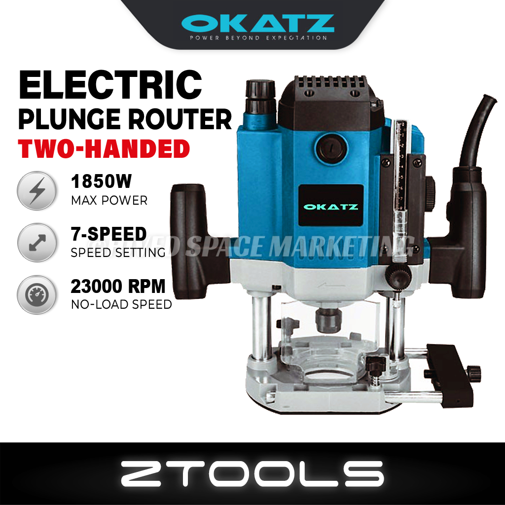 (Offer) Okatz 1850W Plunge Router 2-Hand Electric Wood Trimmer ...
