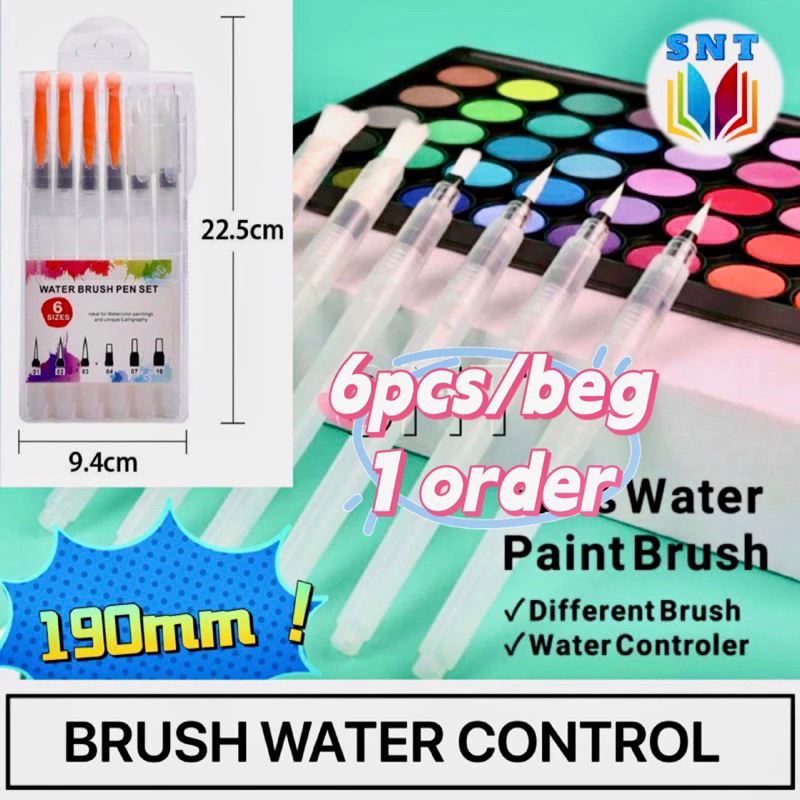 SNT Watercolor Brush (6B) Berus Warna 6pcs Paint Water Brush Soft ...