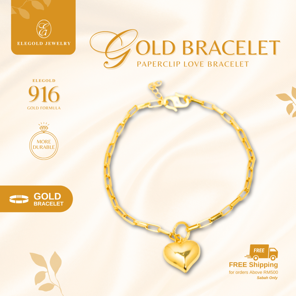 Hardware PaperClip Love | 916 Emas Gold BRACELET | PAPERCLIP 手鏈 ...