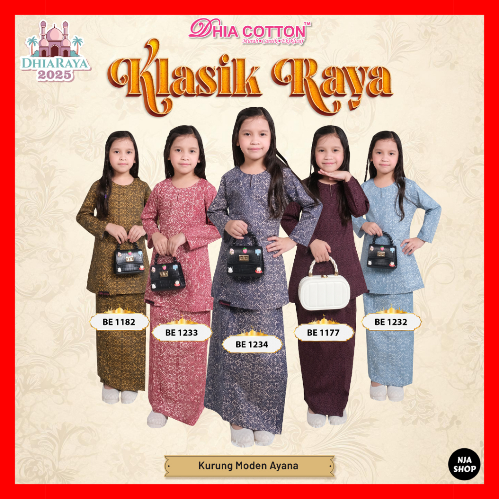 Raya 2025 Baju Kurung Budak Dhia Cotton Kurung Moden Ayana Saiz 2 - 14 Sedondon 250225 | Shopee ...