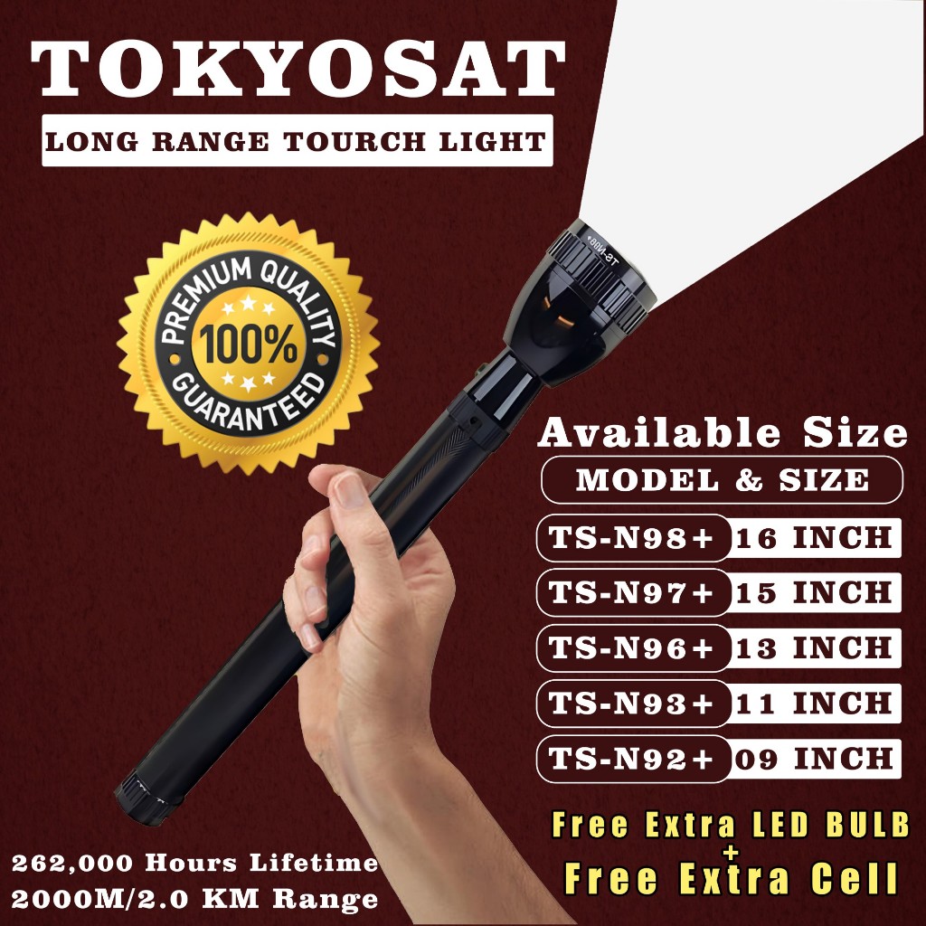 TOKYOSAT RECHARGEABLE LED TORCHLIGHT HAEVY DUTY FLASHLIGHT ...