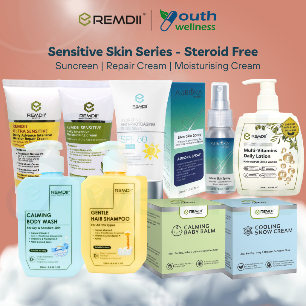 Remdii Sensitive Series Moisturising Repair Cream, Body Wash, Shampoo ...