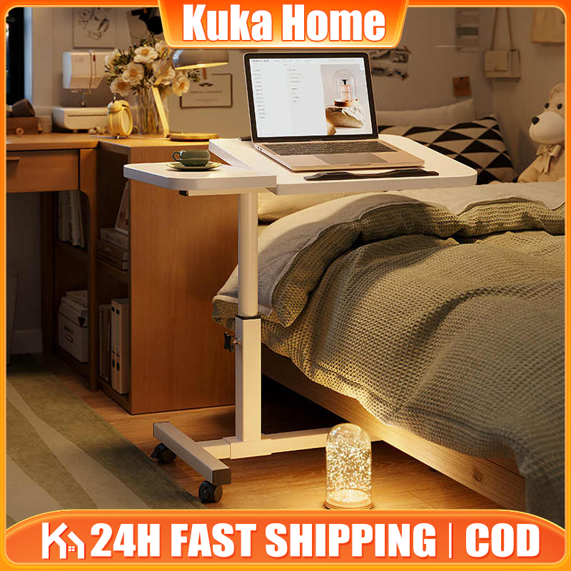 👍Meja Komputer Elevatable Table Portable Movable Bedside Computer Desk ...