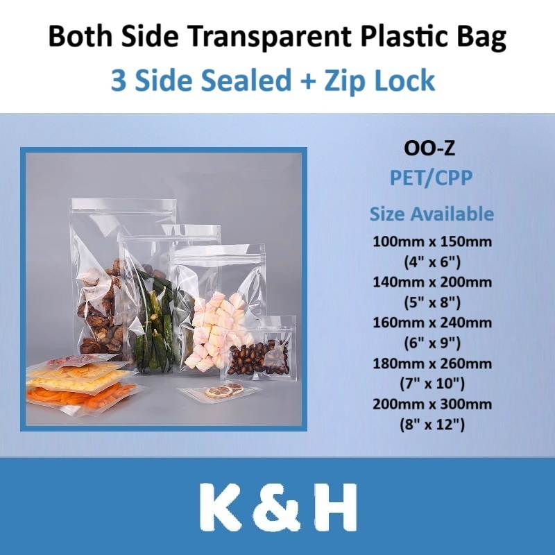 (50pcs) Both-Side Transparent Zipper Bag / Transparent Bag with zipper ...