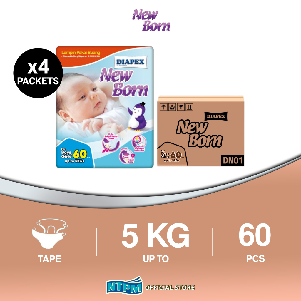 Diapex NEW BORN Baby (60's) x 4 Packets (Carton) | Shopee Malaysia