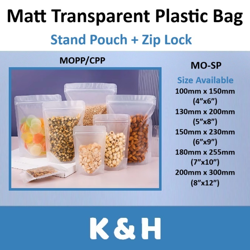 Beg Plastik (50pcs+-) Matt Transparent Stand Pouch / Matt Transparent ...
