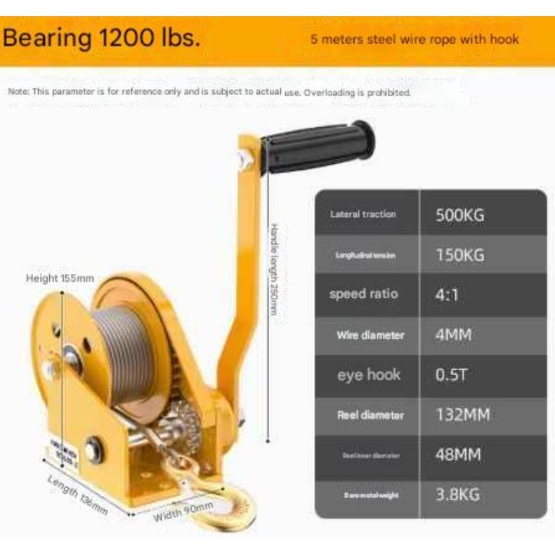 Hand winch two-way self-locking manual winch traction hoist small household winch lifting crane ...