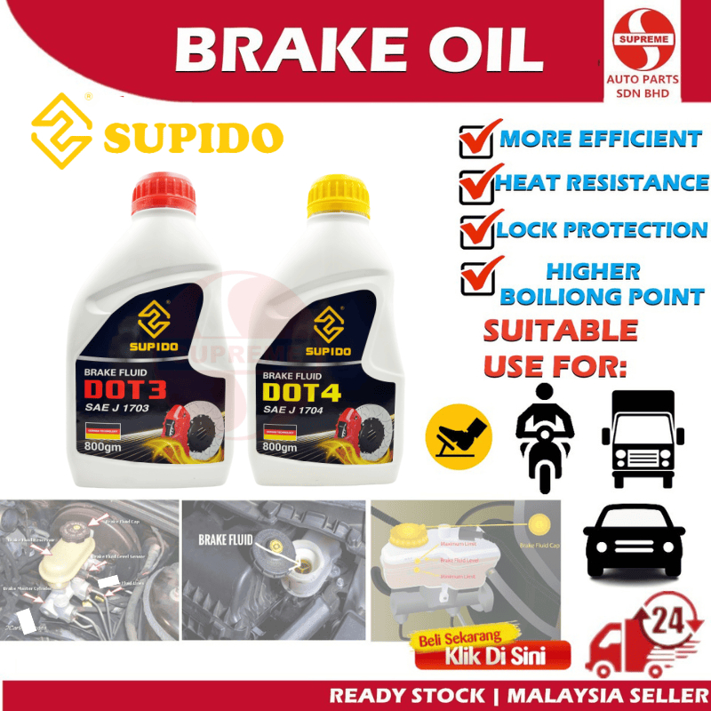 S2U Supido Brake Fluid DOT 3 DOT 4 Motorcycle Car Truck Minyak Brek ...