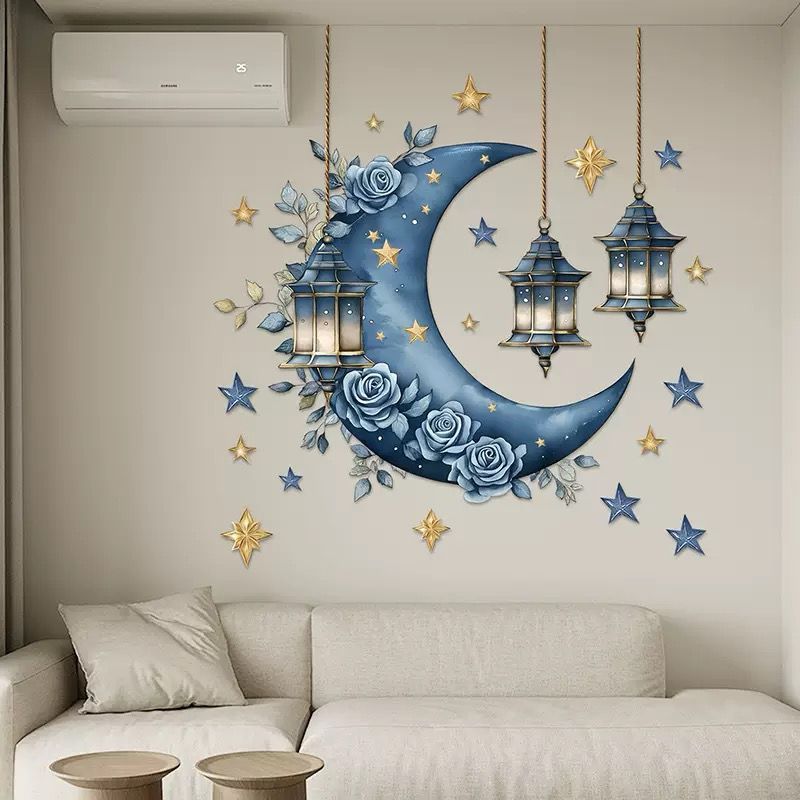 NEW! Raya Glass And Wall Decoration Home Deco For Hari Raya Moon Star ...