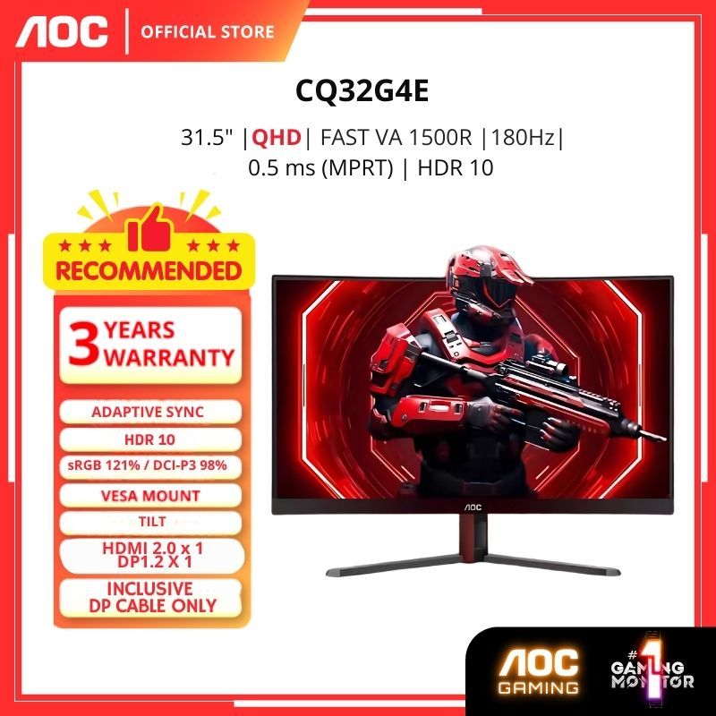 AOC CQ32G4E (180HZ@0.5MS)/CQ32G3SE (165HZ @1MS) Curved Gaming Monitor ...