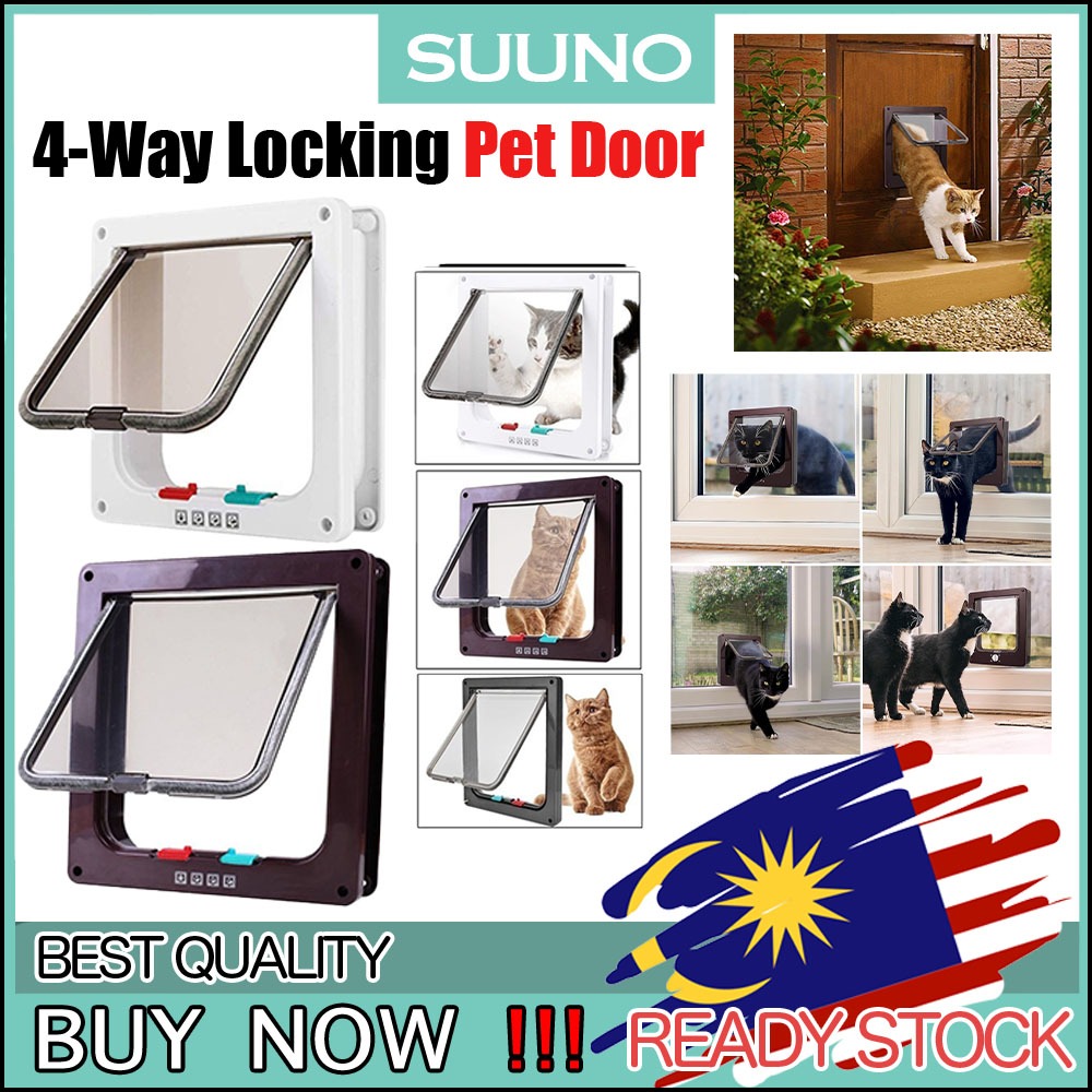 SUUNO 4 Way Locking Pet Door Frame Lockable Dog and Gate Cat Flap Door ...