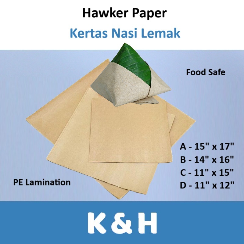 Kertas Nasi Lemak / Brown Hawker Paper / Food packaging Kraft Paper ...