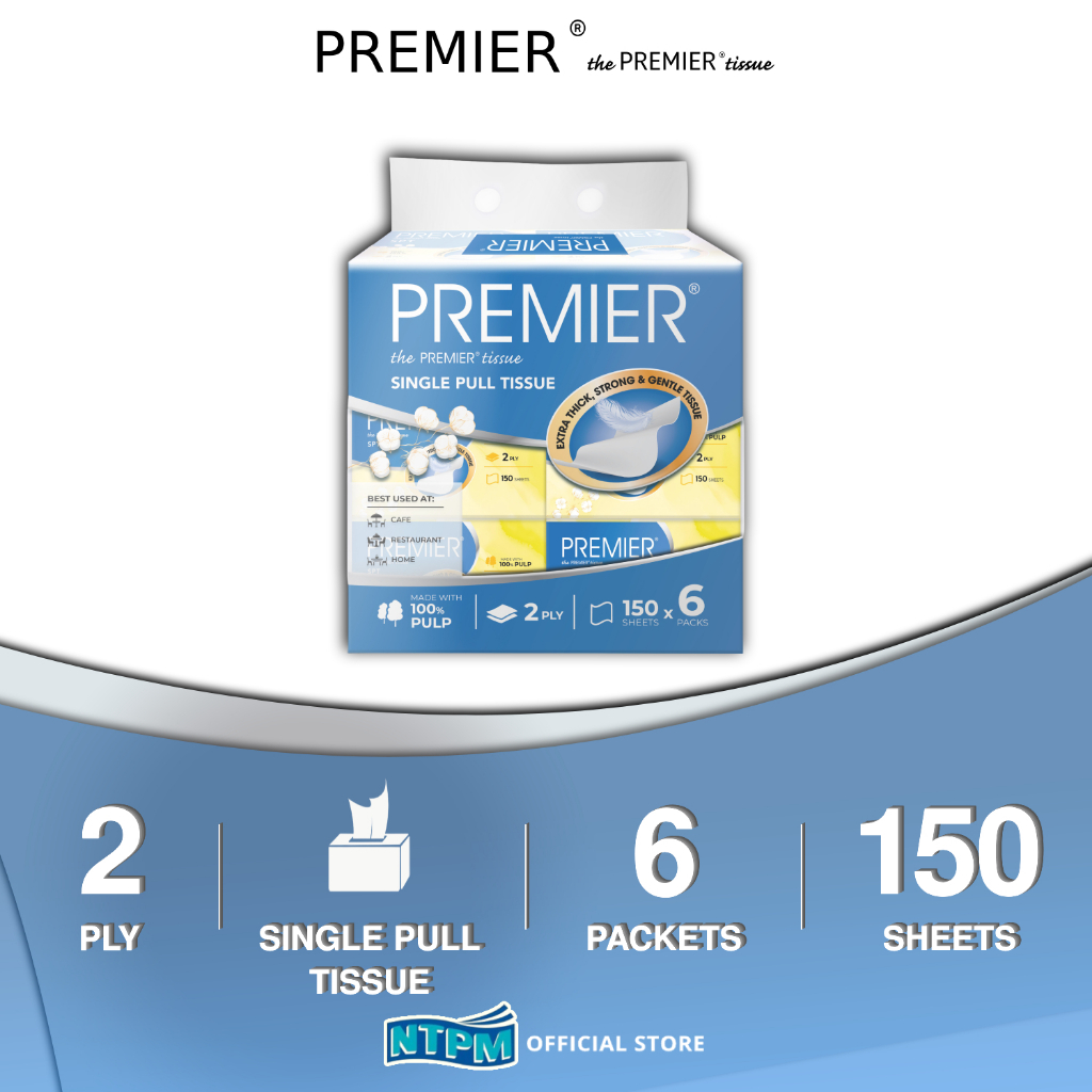 Premier Single Pull Tissue (SPT) 3 PLY (140 Gram x 6 Packets) | Shopee Malaysia