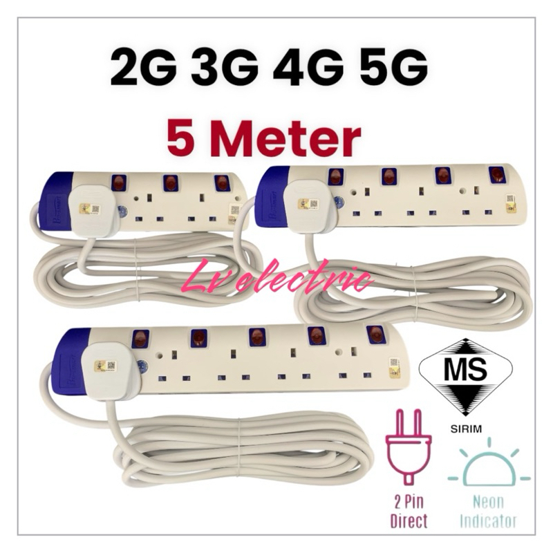 Extension socket Trailing Socket With Neon 3g 4g 5g/5meter sirim🔥👍 ...