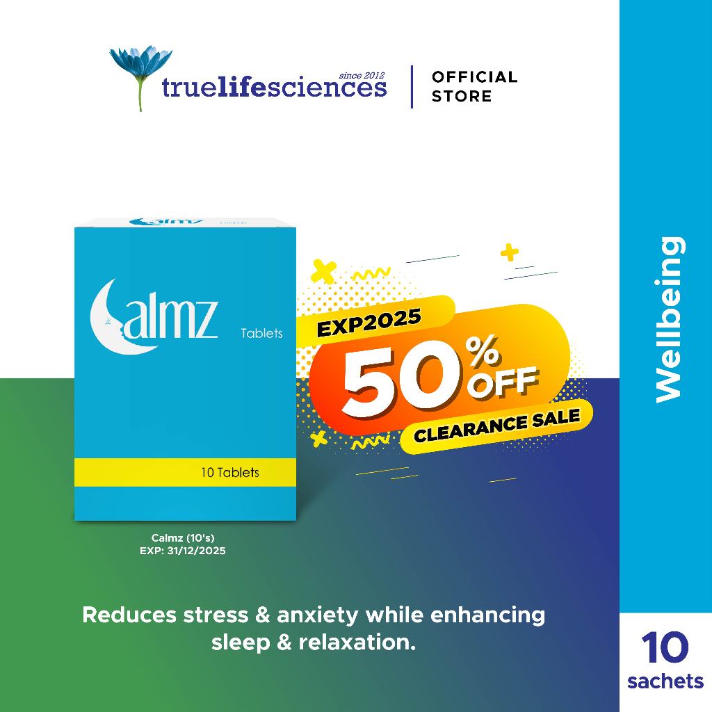 [EXP12/25] 50% OFF Truelifesciences Calmz Tablet 10's | Reduce Stress ...