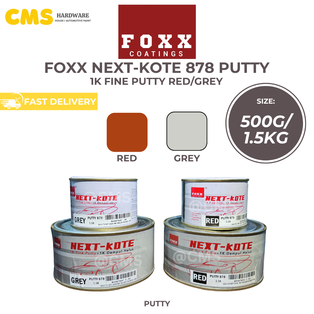FOXX 878 1K Putty Fine Next-Kote Putty Red/Grey Simen Halus Cement ...