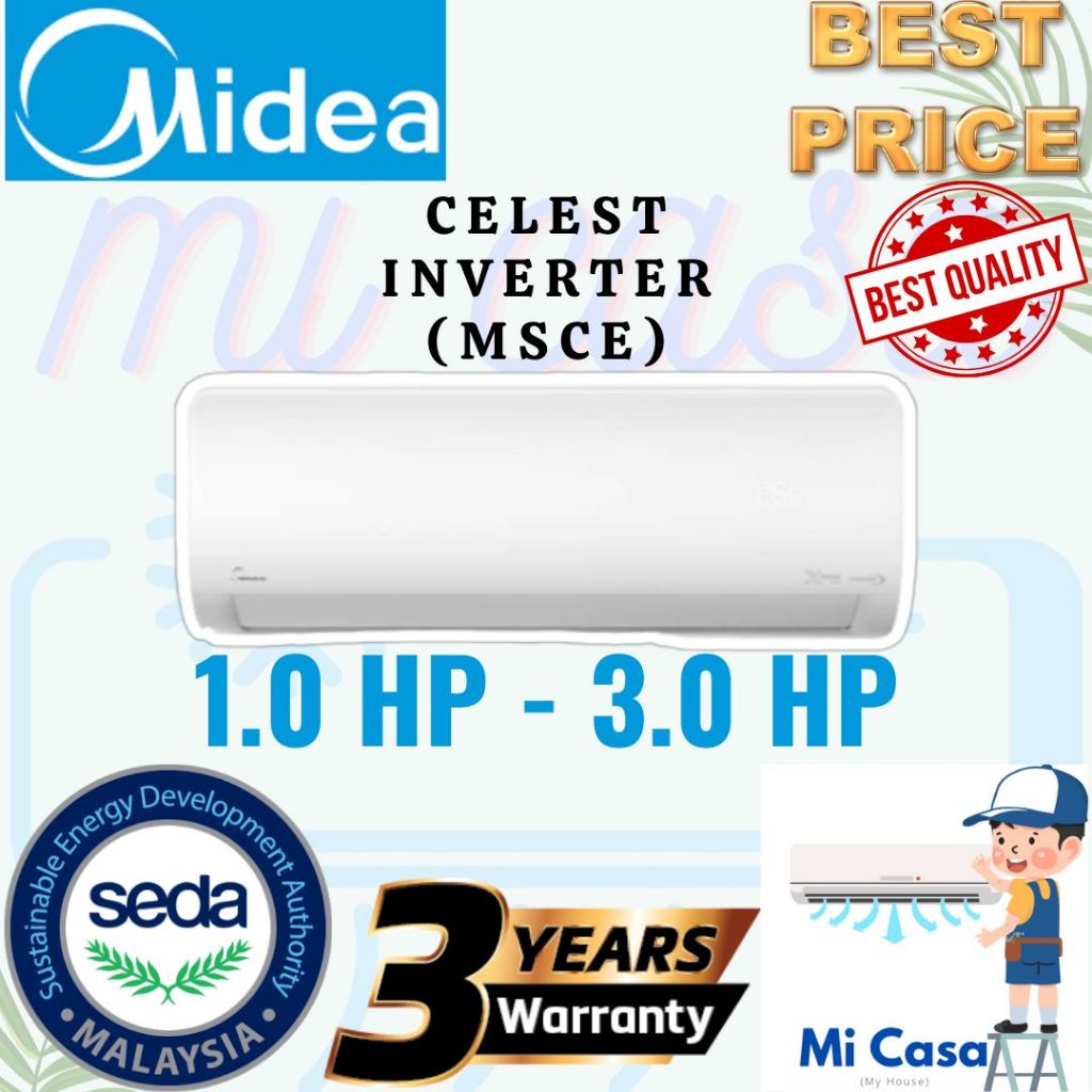 Midea R32 CELESTE INVERTER AIR-COND 1 HP - 3 HP SEDA SARAWAK SABAH EM ...
