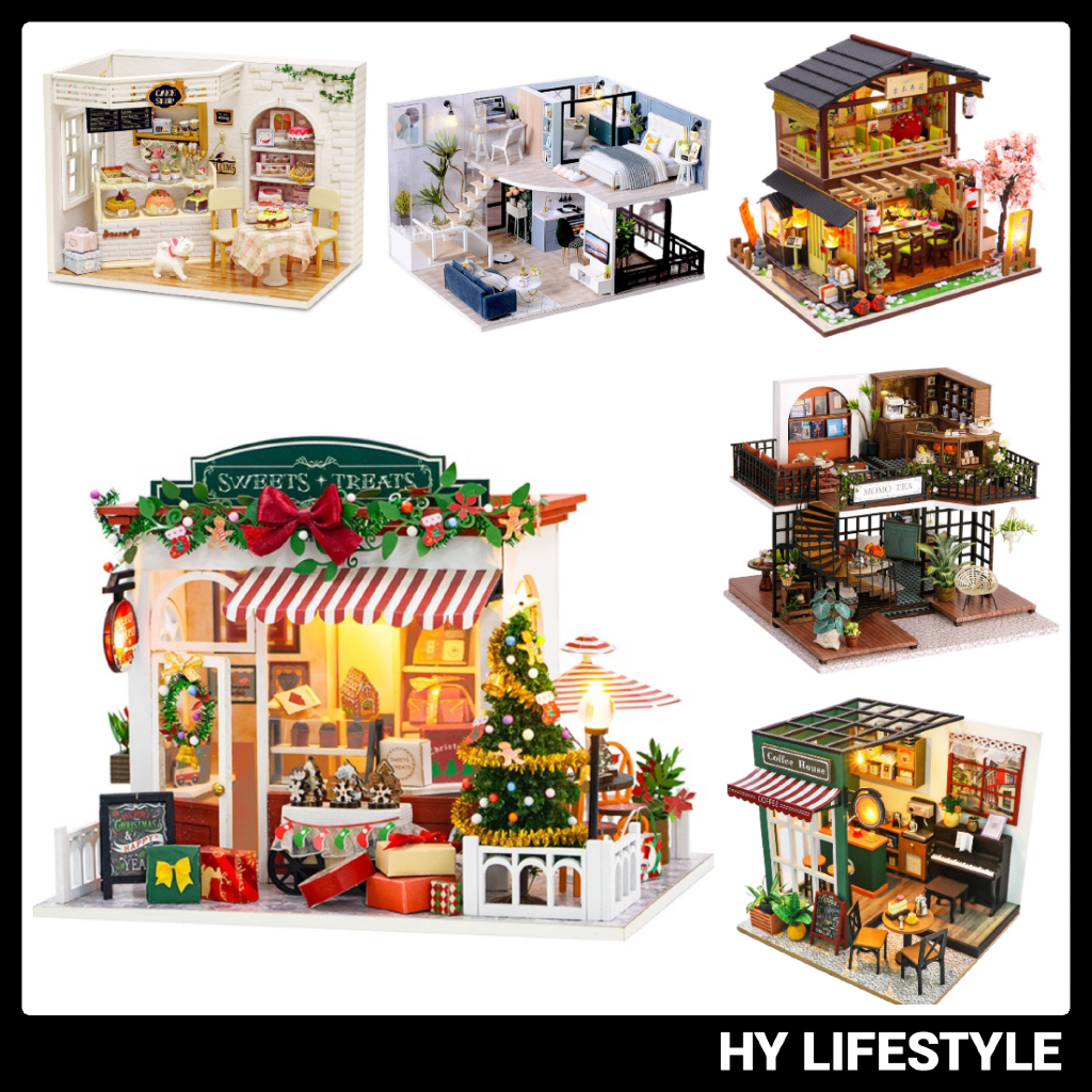 [HY] DIY Miniature House Kit DIY Miniature Dollhouse with Dust Cover ...