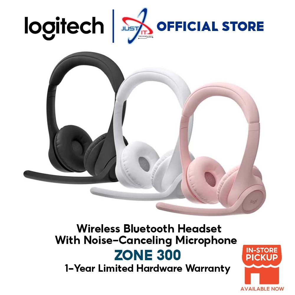 LOGITECH ZONE 300 WIRELESS BLUETOOTH HEADSET WITH NOISE-CANCELING ...