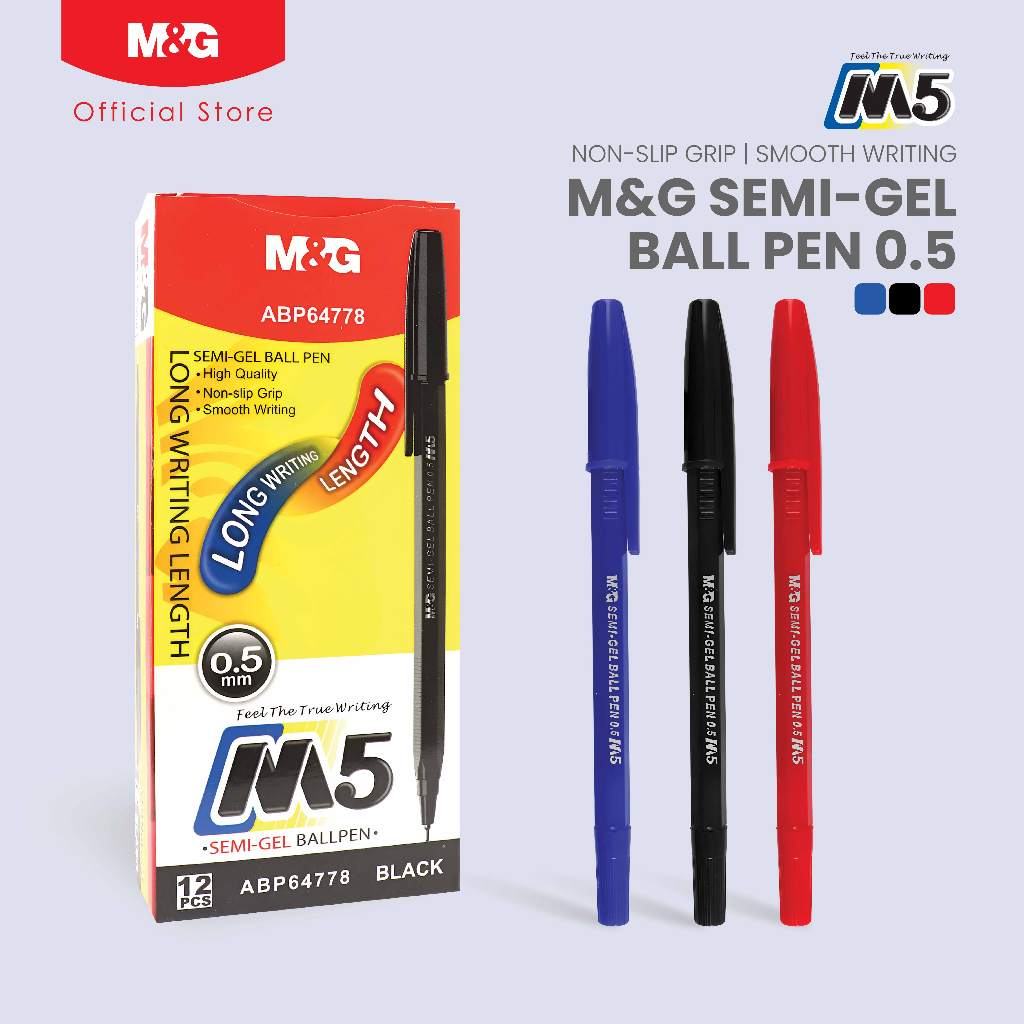 M&G M5 Semi-Gel Ball Pen 0.5mm ABP64778 – Smooth, Long-Lasting, and ...
