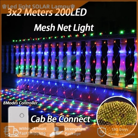 Lampu Raya LED Net Mesh Light 3x2M 214LED Hari Raya Lights Strip LED ...