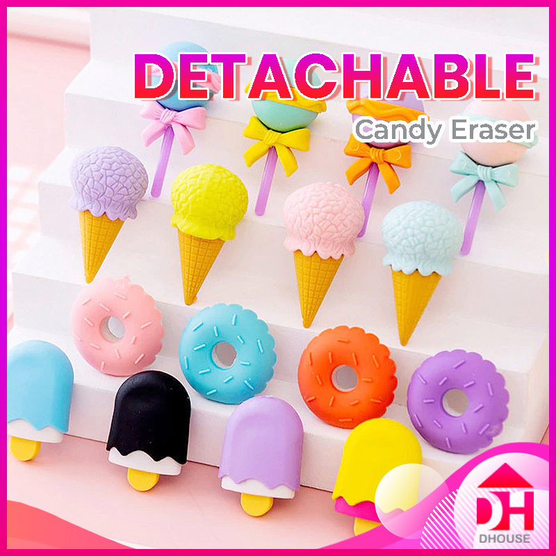 4pcs Detachable Dessert Design Eraser Creative Ice Cream Candy Kid ...