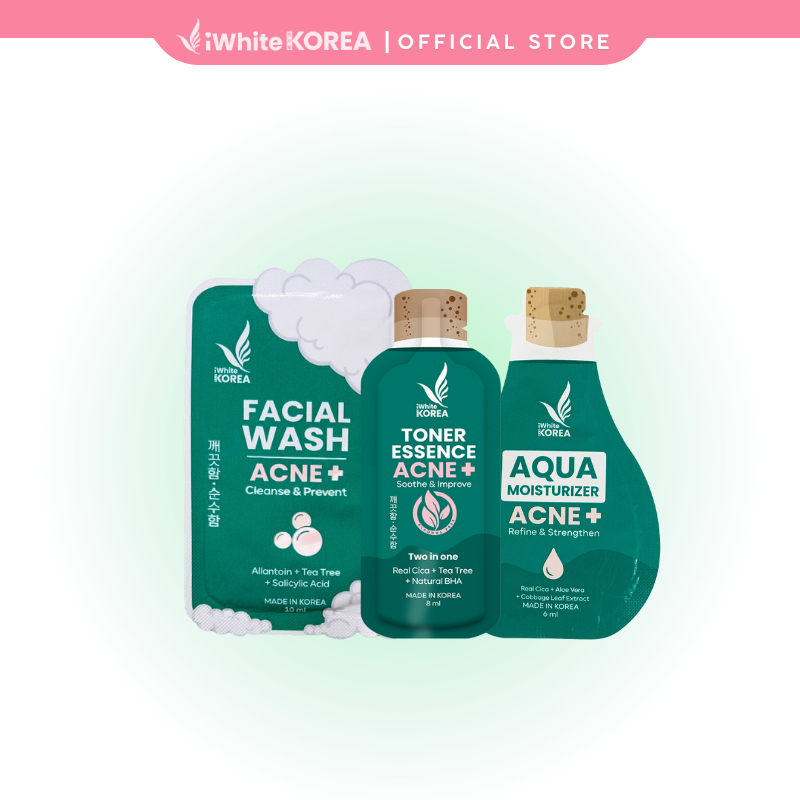 iWhite Korea Acne+ Sachets Facial Wash/Toner Essence/Aqua Moisturizer ...