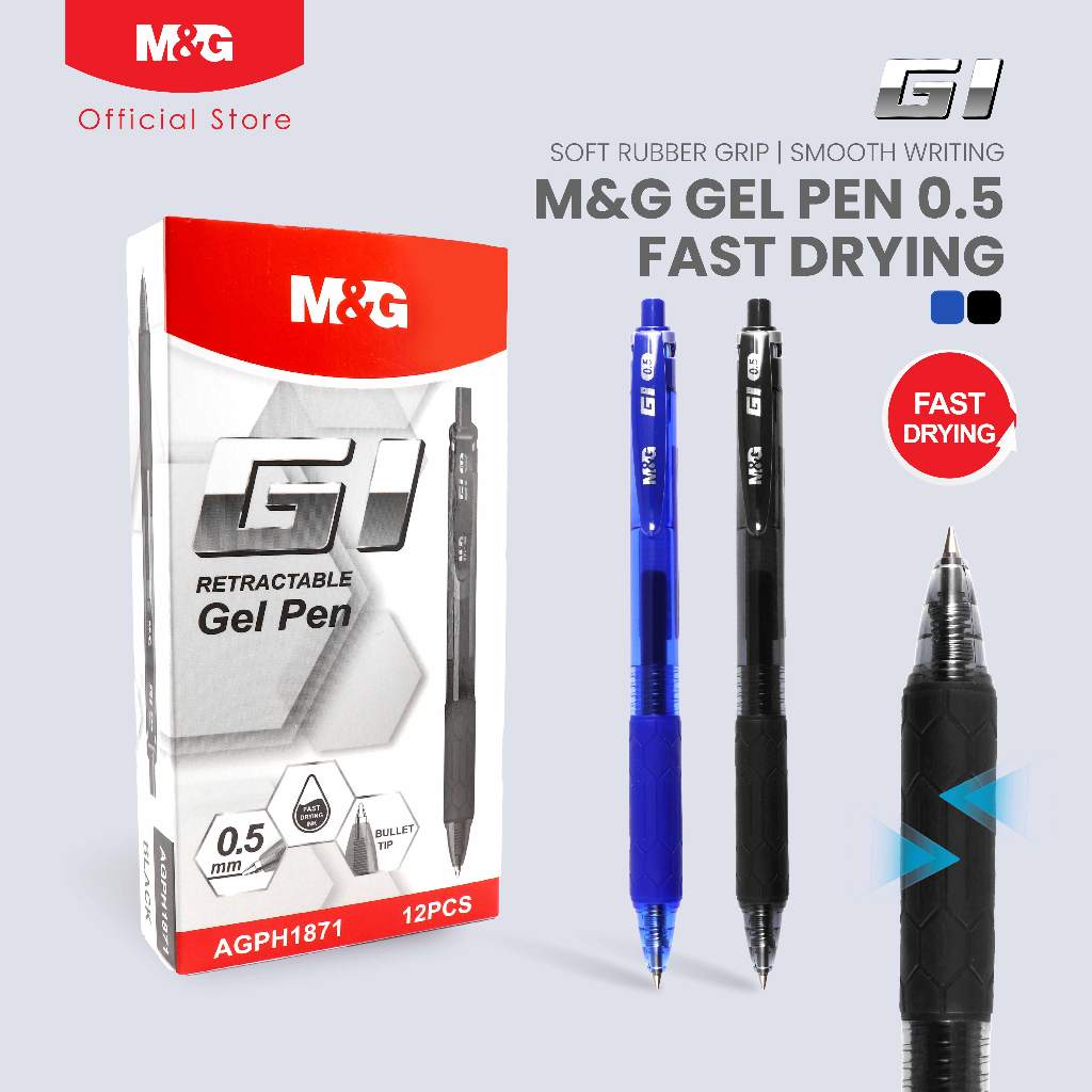 M&G G1 Retractable Gel Pen 0.5mm AGPH1871 - Fast-Drying, Super Soft ...
