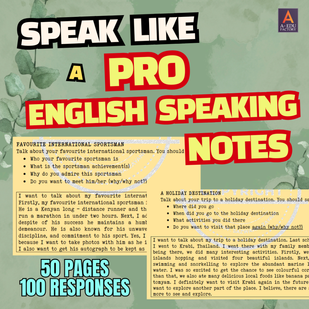 [📚PDF] SEPAK LIKE A PRO ENGLISH SPEAKING NOTES [SPM] 100 RESPONSES WITH ...